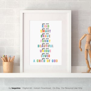 I Am A Child of God,positive Affirmations,kids,nursery Print,bible ...