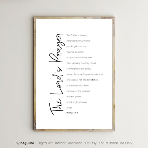 The Lords Prayer Print Our Father Prayer Printable Dining - Etsy