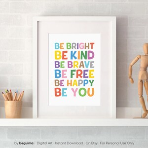 Nursery Wall Art,be Kind Prints,classroom Decor,quote for Kids,teacher ...