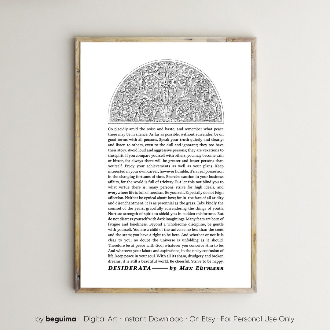 Desiderata Prints,max Ehrmann Poem,printable Wall Art,poster,wall Decor ...