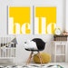 Hello Poster,yellow Print,hello Wall Art,diptych,double Print,entryway ...