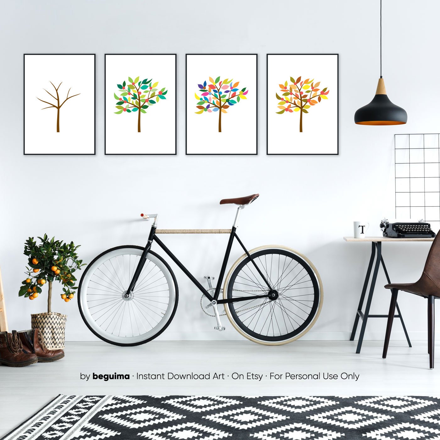 Tree Wall Art,four Seasons,botanical Prints,set of 4,trees Poster ...