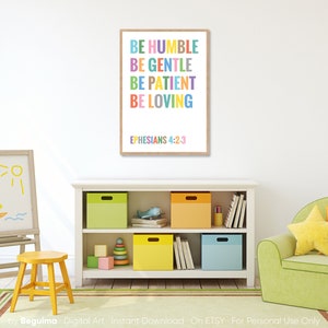 Christian Print,kids Bible Verse,ephesians 4:2-3,classroom Decor ...