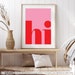 Hi Print,pink,red,hello Wall Art,hi Poster,printable Wall Art,entryway ...