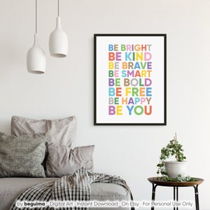 Nursery Print,classroom Decor,quotes for Kids,teacher,be Kind,be Bright ...