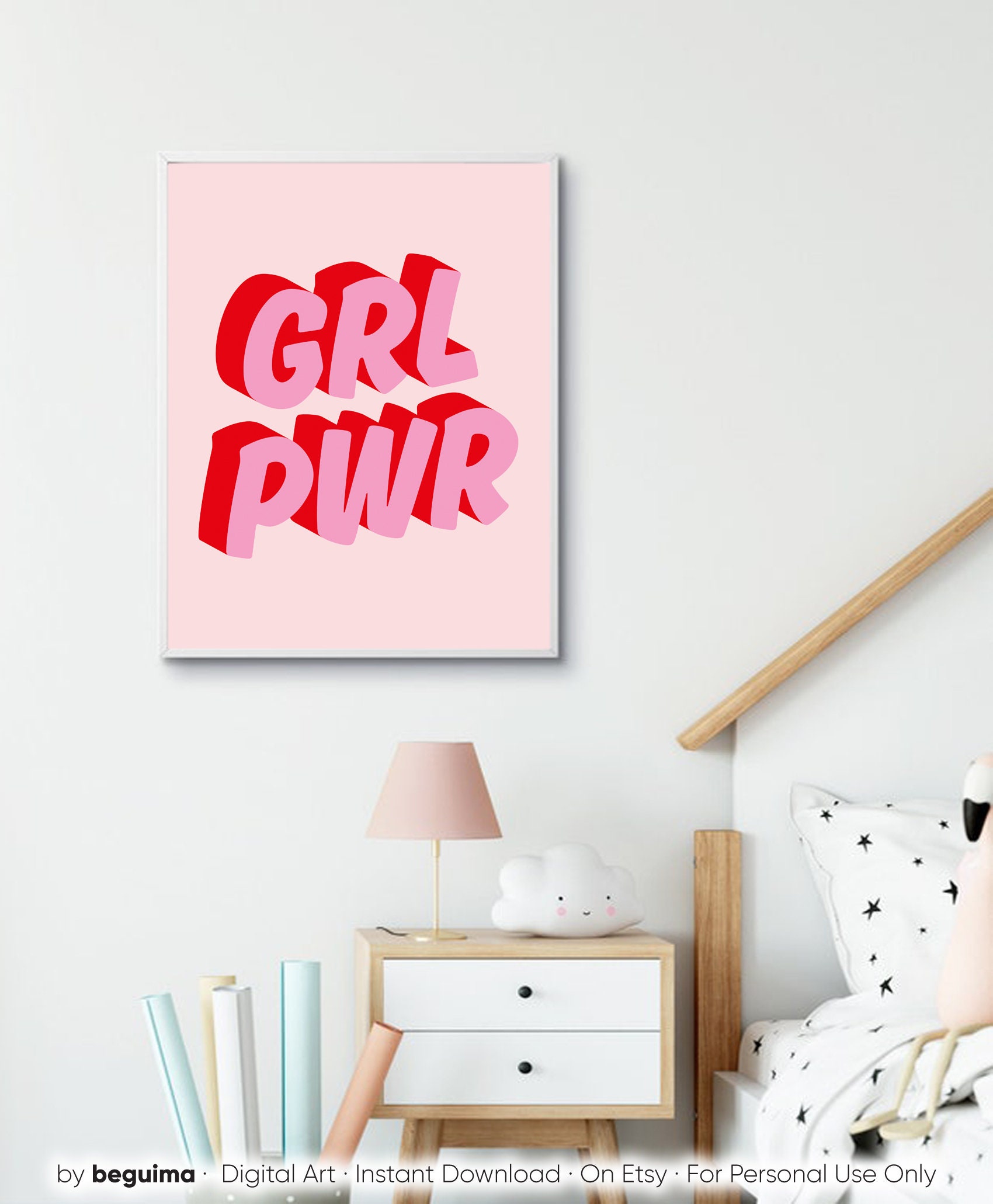 Girl Power Print,grl Pwr,pink,red,feminist,feminism,poster,girl Room ...