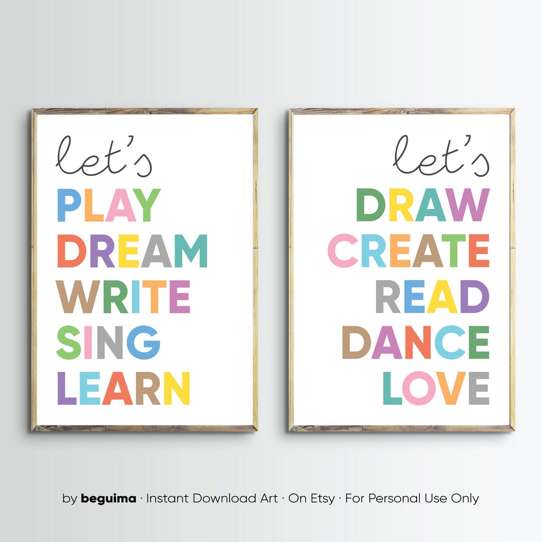 Classroom Decor Set of 2 Teacher Prints Kids Quotes Nursery Wall Art ...