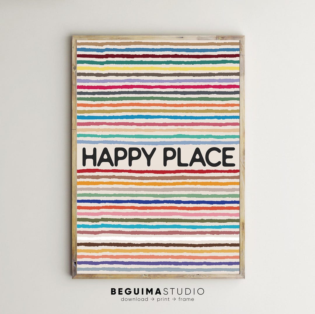 Happy Place Prints Family Poster Home Decor Welcome Inspirational ...