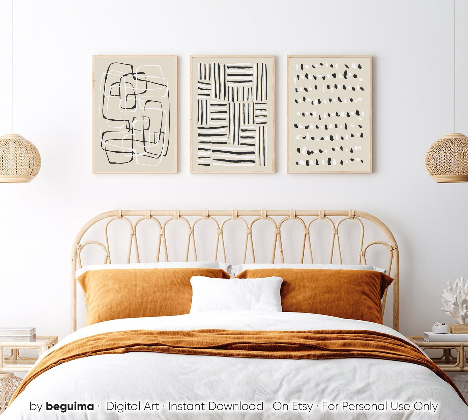 Abstract Wall Art,set of 3 Modern Art Prints,neutral Printable Art ...