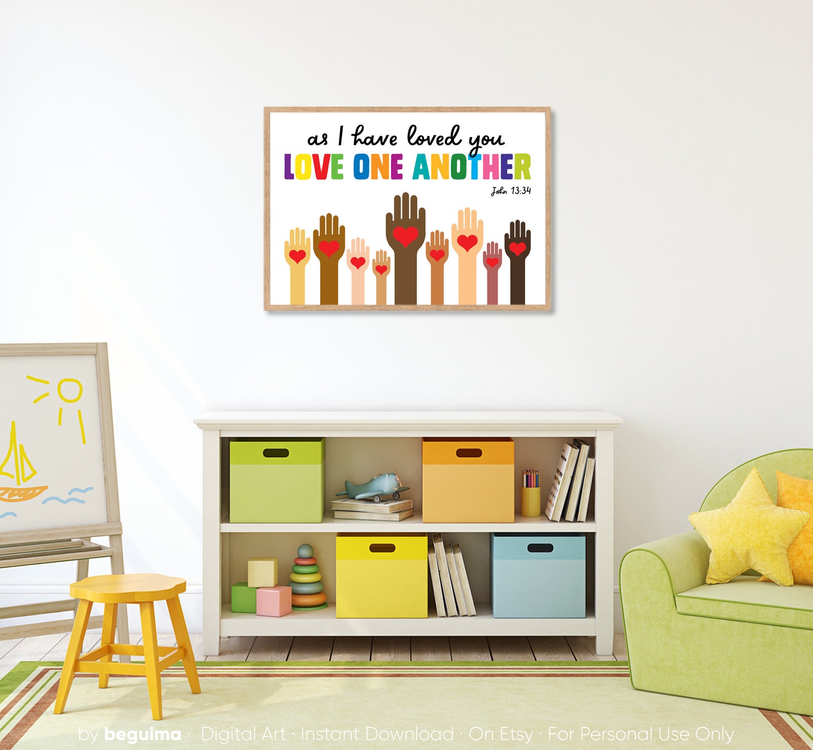 Love One Another,bible Verse for Kids,toddler Christian Print ...