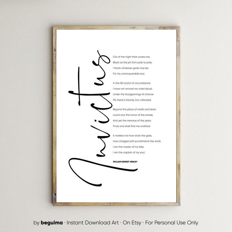 Invictus Poem - Etsy