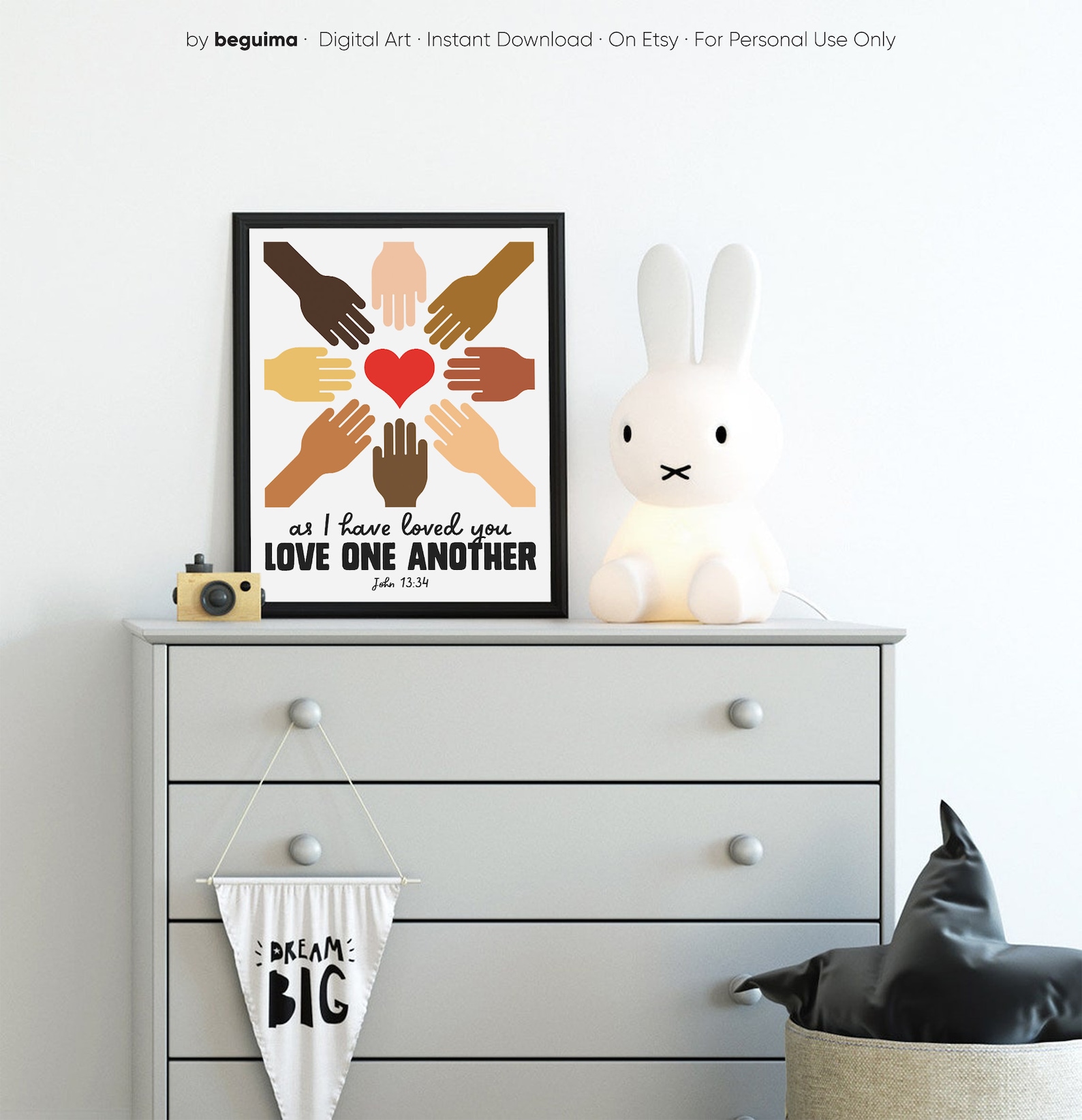Love One Another,kid Bible Verse Prints Christian Wall Art Diversity ...