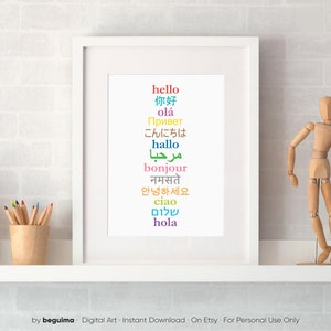 Hello Prints,different Languages,hello Posters,hi Wall Art,classroom ...