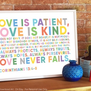 Love is Patient,love is Kind,bible Verse Print Kids Christian ...