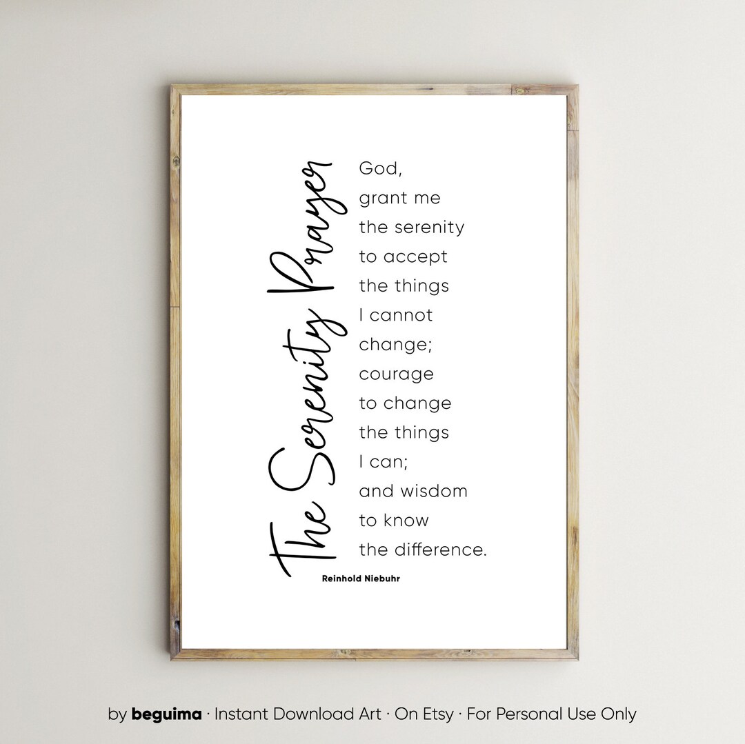 The Serenity Prayer,bible Verse Print,catholic Prayer,christian Wall ...