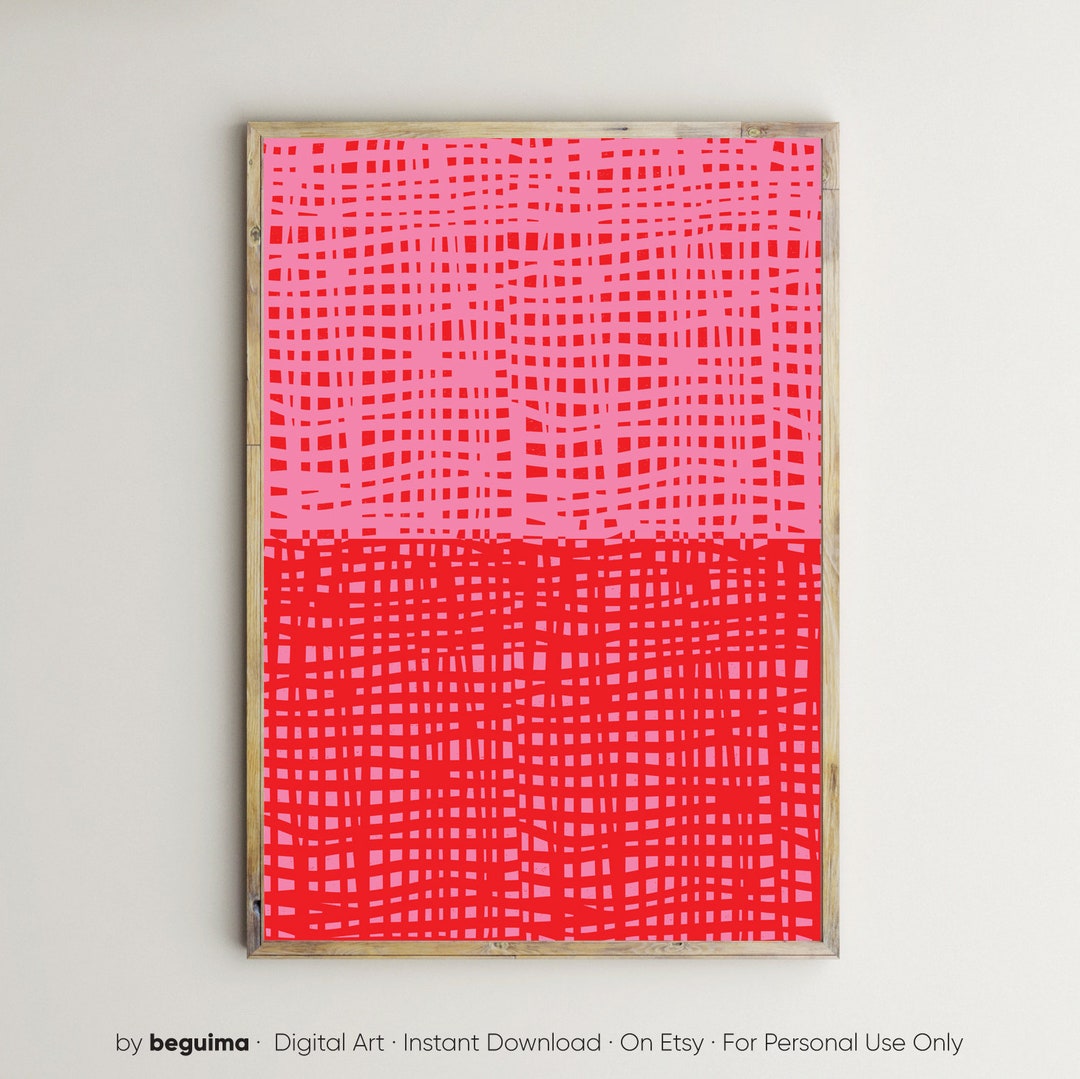 Pink Red Abstract Wall Art Print Vibrant Bold Fun Poster Colorful ...