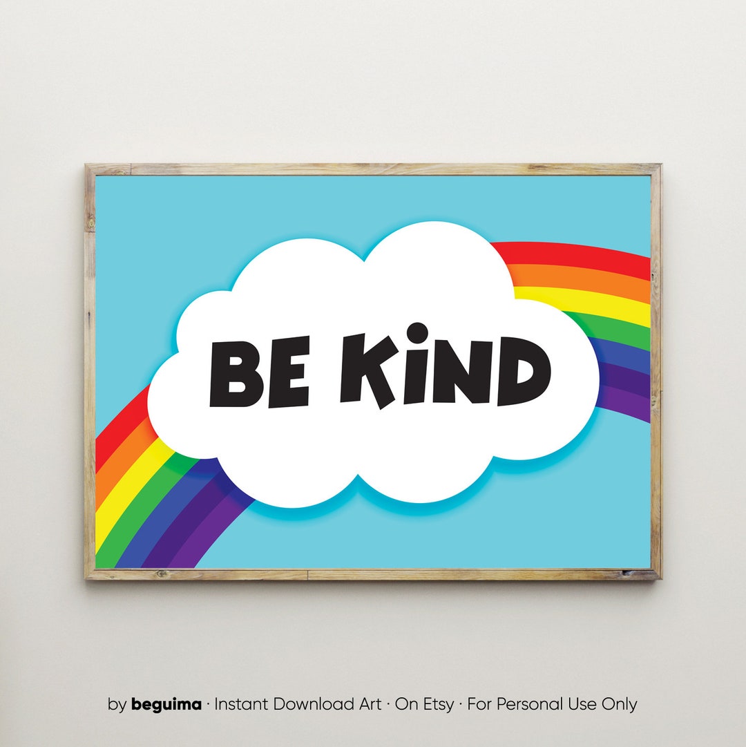 Be Kind Wall Art,rainbow Prints,nursery Signs,be Kind Poster ...