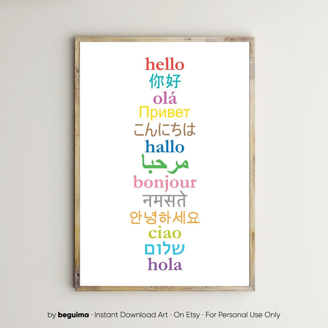 Hello Prints,different Languages,hello Posters,hi Wall Art,classroom ...