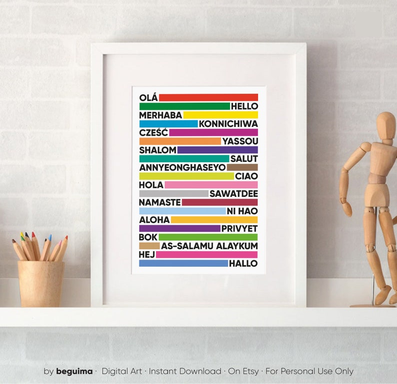 Hello Printhello Different Languagesprintable Wall Arthi - Etsy