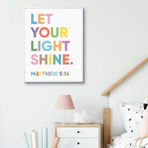 Bible Verse for Kids,let Your Light Shine,christian Prints ...