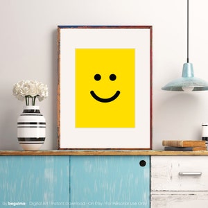 Smiley Print,smiley Poster,smiley Wall Art,yellow Wall Art,fun,trendy ...