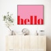 Hello Printpinkredhello Posterprintable Wall - Etsy