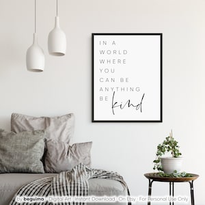 In A World Where You Can Be Anything Be Kind,quote Prints,inspirational ...