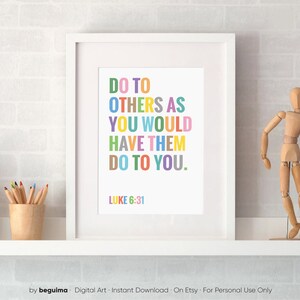 Christian Print,bible Verse,kids,luke 6:31,do to Other as You Would ...