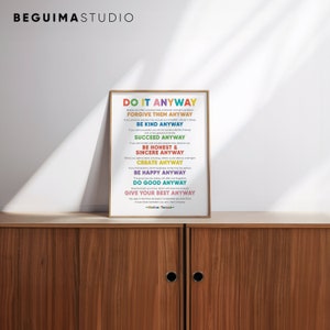 Mother Teresa Print,do It Anyway,inspirational Quotes,poster,wall Decor ...