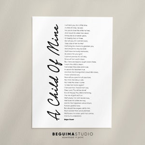 A Child of Mine,birth Poem Prints,god Inspirational Quote,christian ...