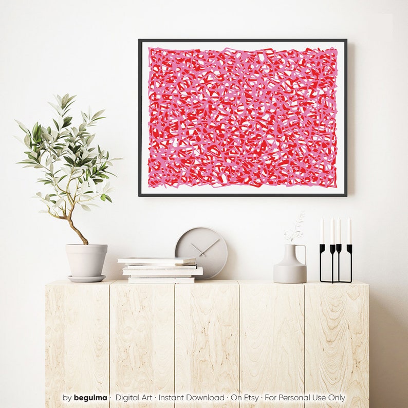 Pink Red Abstract Wall Art Prints Poster Colorful Printable - Etsy