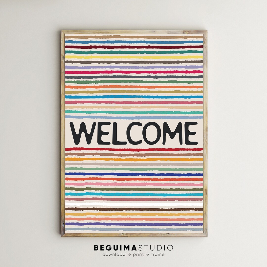 Welcome Prints Hello Posters Hi Wall Art Printable Home Decor Quotes ...