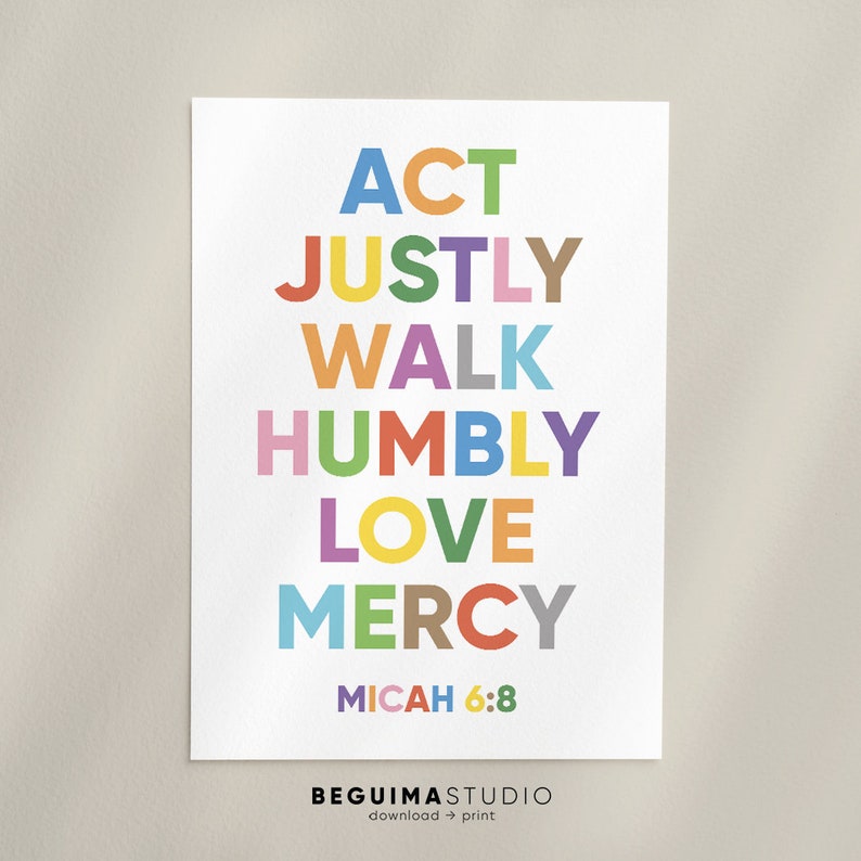 Act Justly,love Mercy,walk Humbly,bible Verse,christian,prints,micah 6: ...