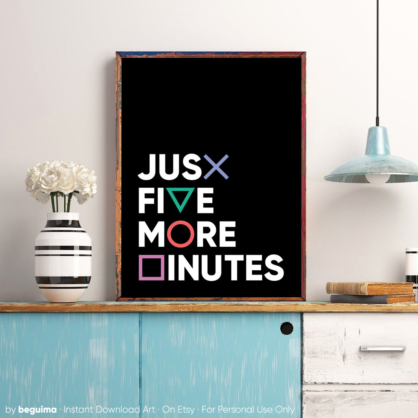 Just Five More Minutes,gamer Posters Video Game Prints Boy Wall Art ...