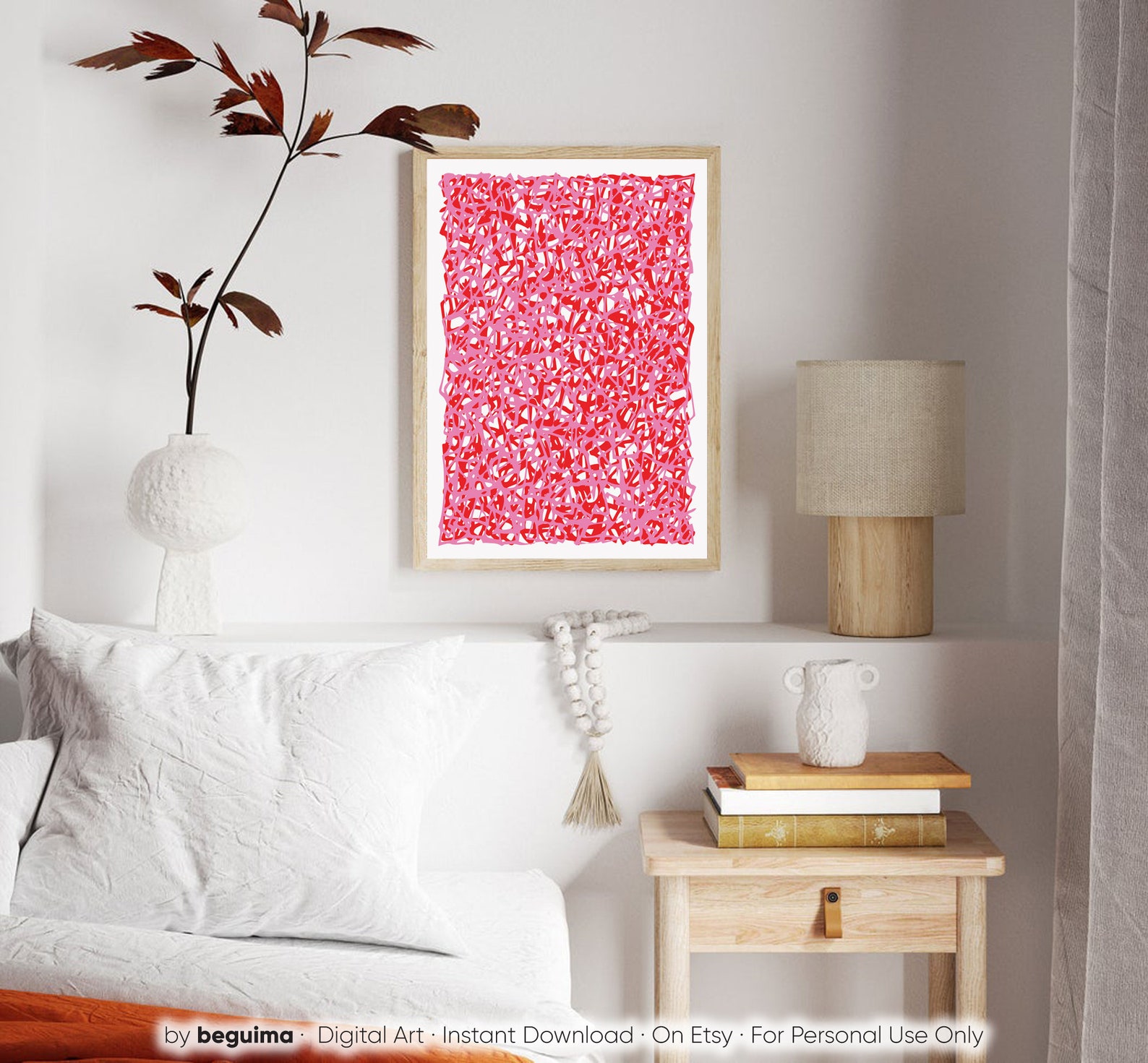 Pink Red Abstract Wall Art Prints Poster Colorful Printable Wall Art ...