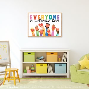 Everyone is Welcome Here,equality Print,diversity Wall Art,inclusion ...