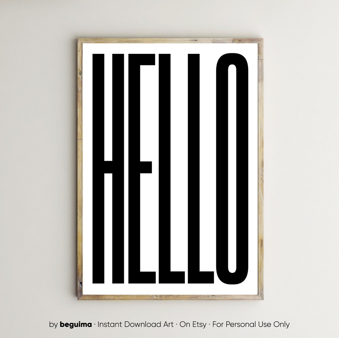 Hello Posters,hello Prints,hello Wall Art,printable Art,entryway Decor ...