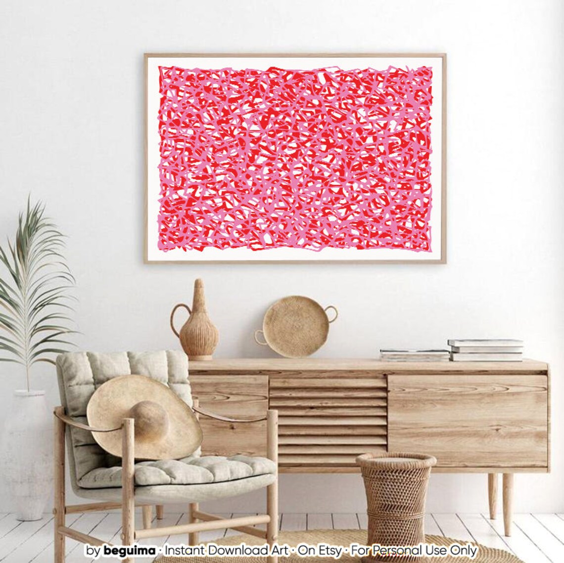 Pink Red Abstract Wall Art Prints Poster Colorful Printable | Etsy