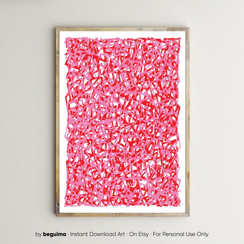 Pink Red Abstract Wall Art Prints Poster Colorful Printable Wall Art ...