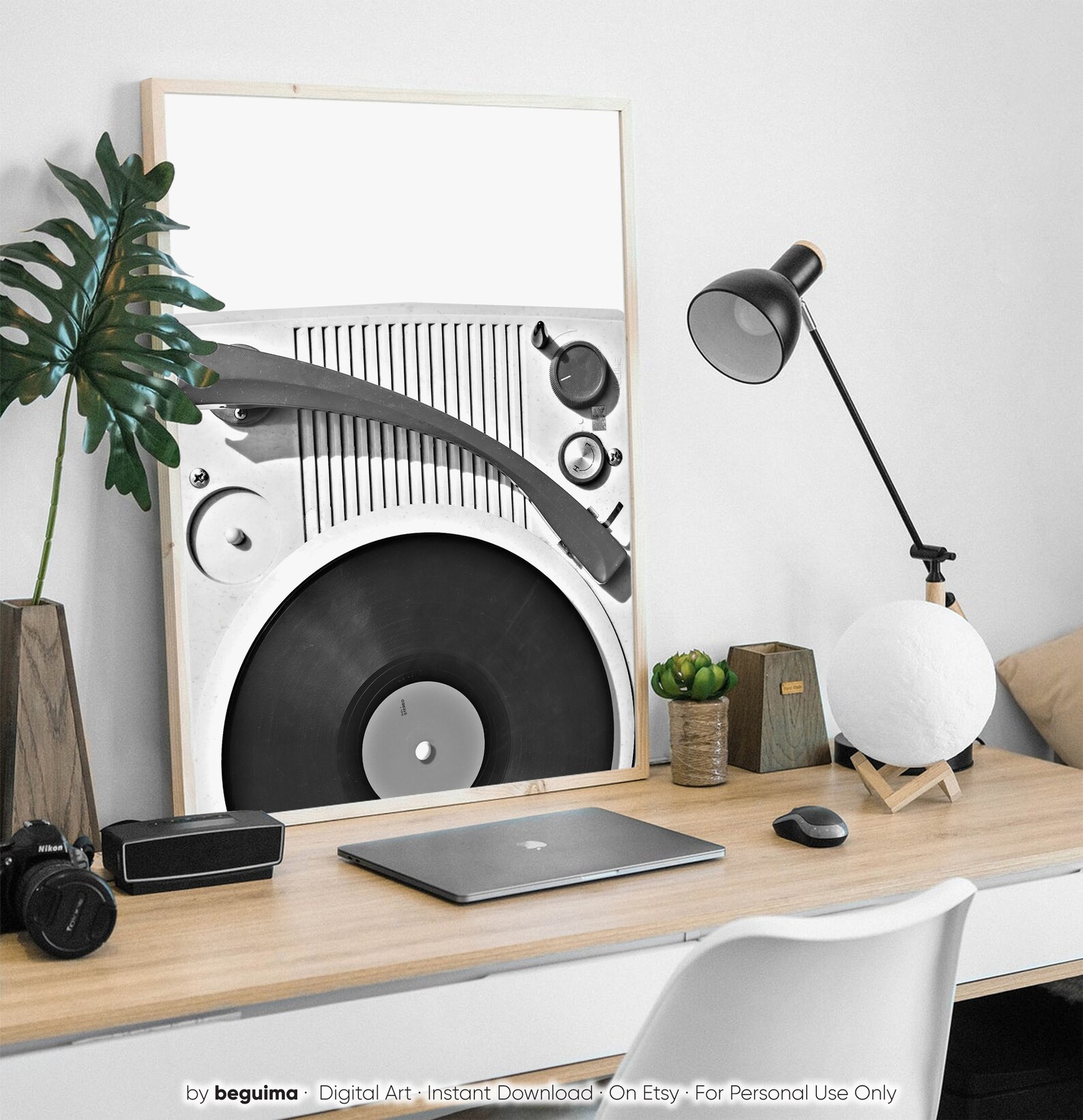 Turntable Print,vinyl Disc,printable Wall Art,record Player,black ...
