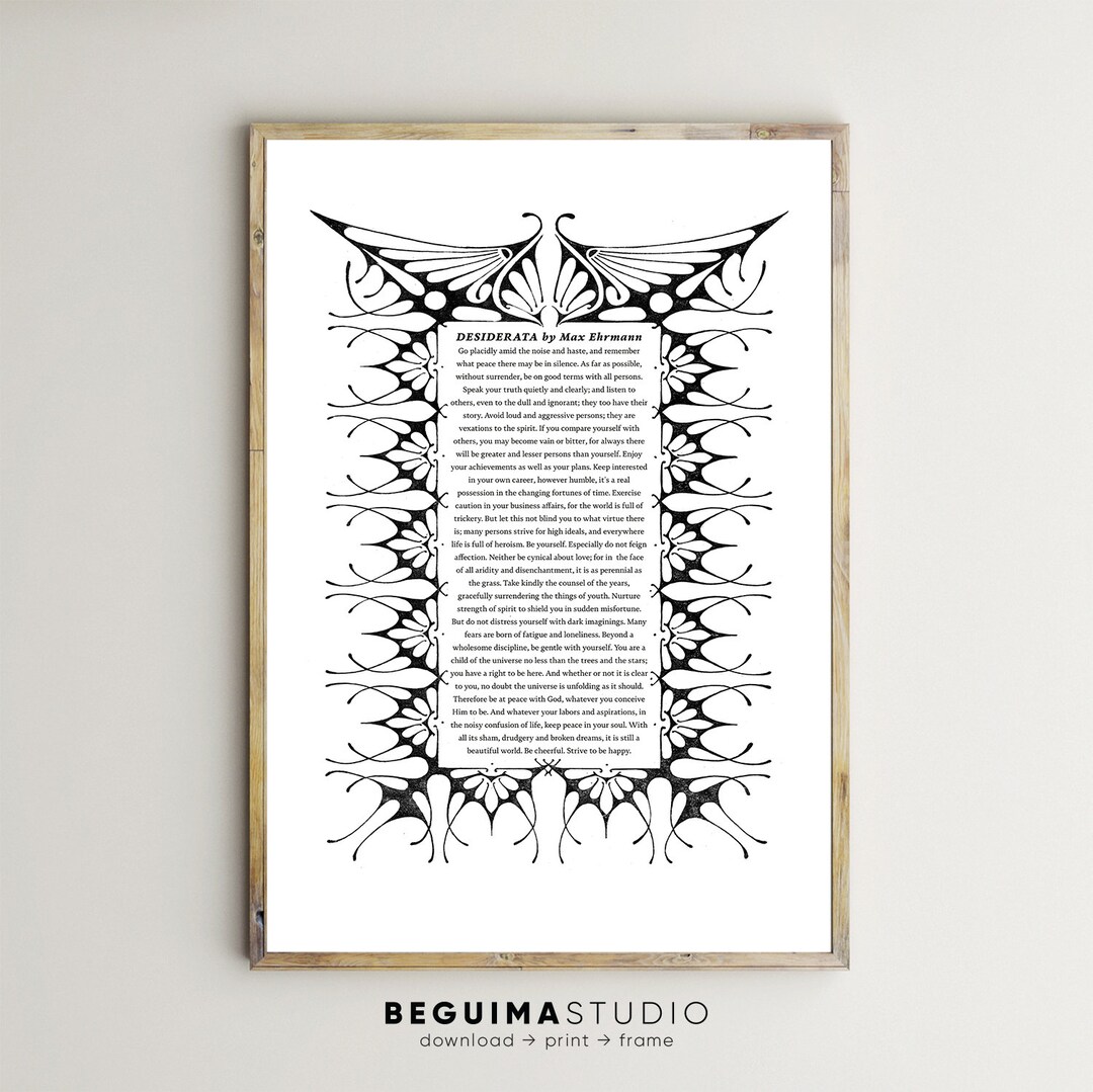 Desiderata Prints Poem Wall Art Max Ehrmann Inspirational Quote ...