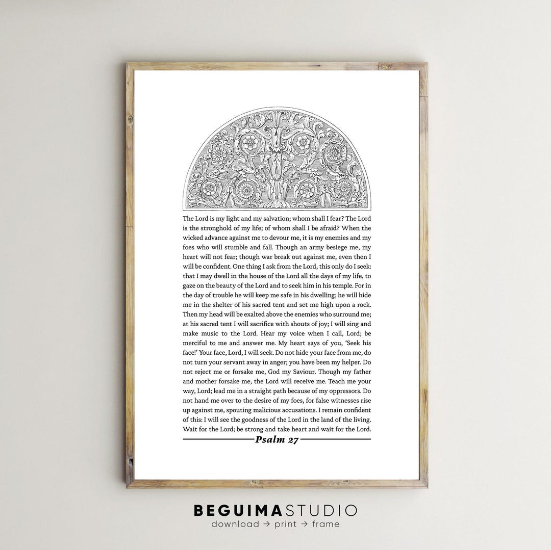 Psalm 27,christian Prints Bible Verse Catholic Wall Art Inspiring ...