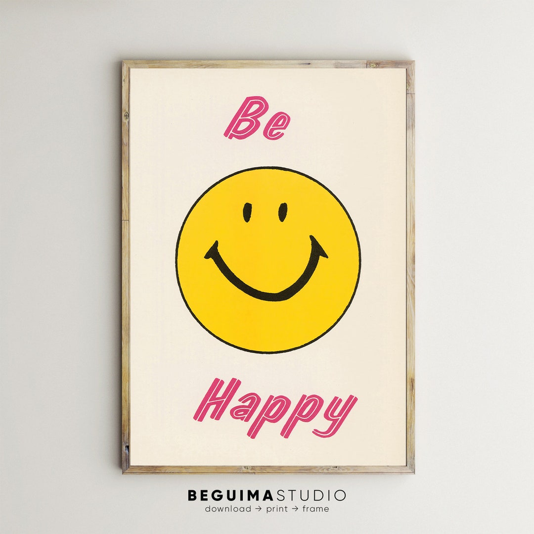 Be Happy,smiley,wall Prints,motivational,wall Art,quotes,happiness ...