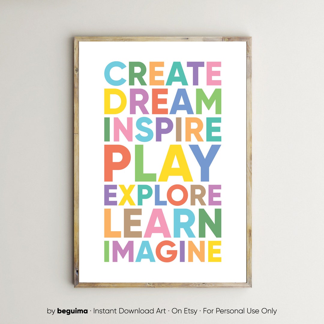 Classroom Decor Teacher Prints Dream Inspirational Quotes for Kids Play ...