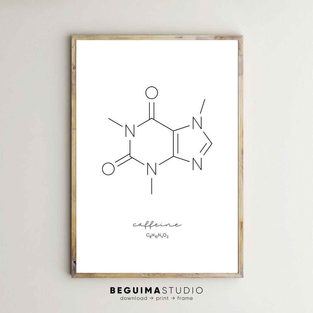 Coffee Prints Caffeine Molecule Office Wall Art Molecular Structure ...