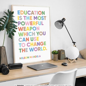 Education Quotes,inspirational Print,nelson Mandela,classroom Decor ...