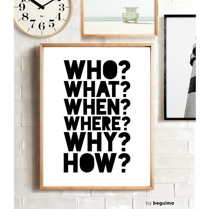 WhoWhatWhenWhereWhyHowFive WsQuestionsEducational | Etsy