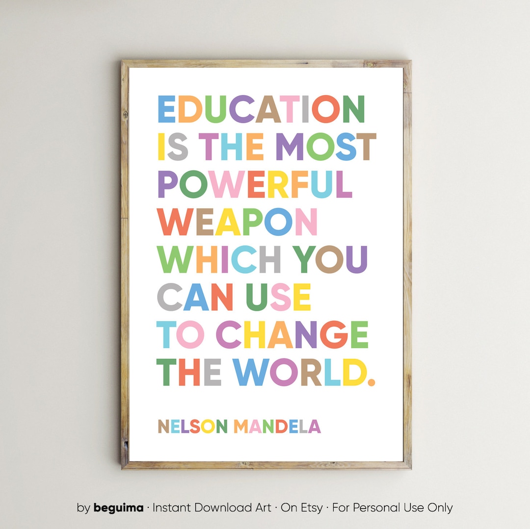 Education Quotes,inspirational Print,nelson Mandela,classroom Decor ...