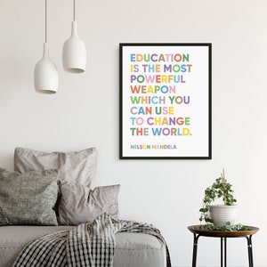 Education Quotes,inspirational Print,nelson Mandela,classroom Decor ...