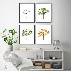 Tree Wall Art,four Seasons,botanical Prints,set of 4,trees Poster ...